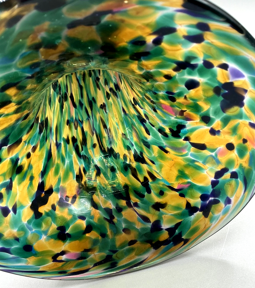 Hand Blown Iridescent art glass vase 12.5” Confetti Rainbow Oil Slick ...