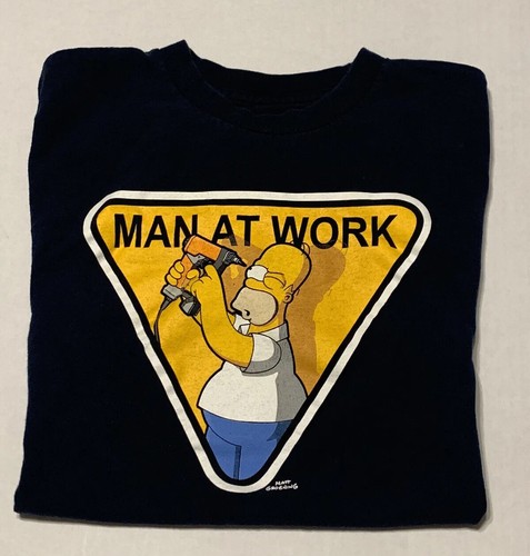 The Simpsons Homer Shirt Size Small “Man At Work” Funny Dad TV | eBay