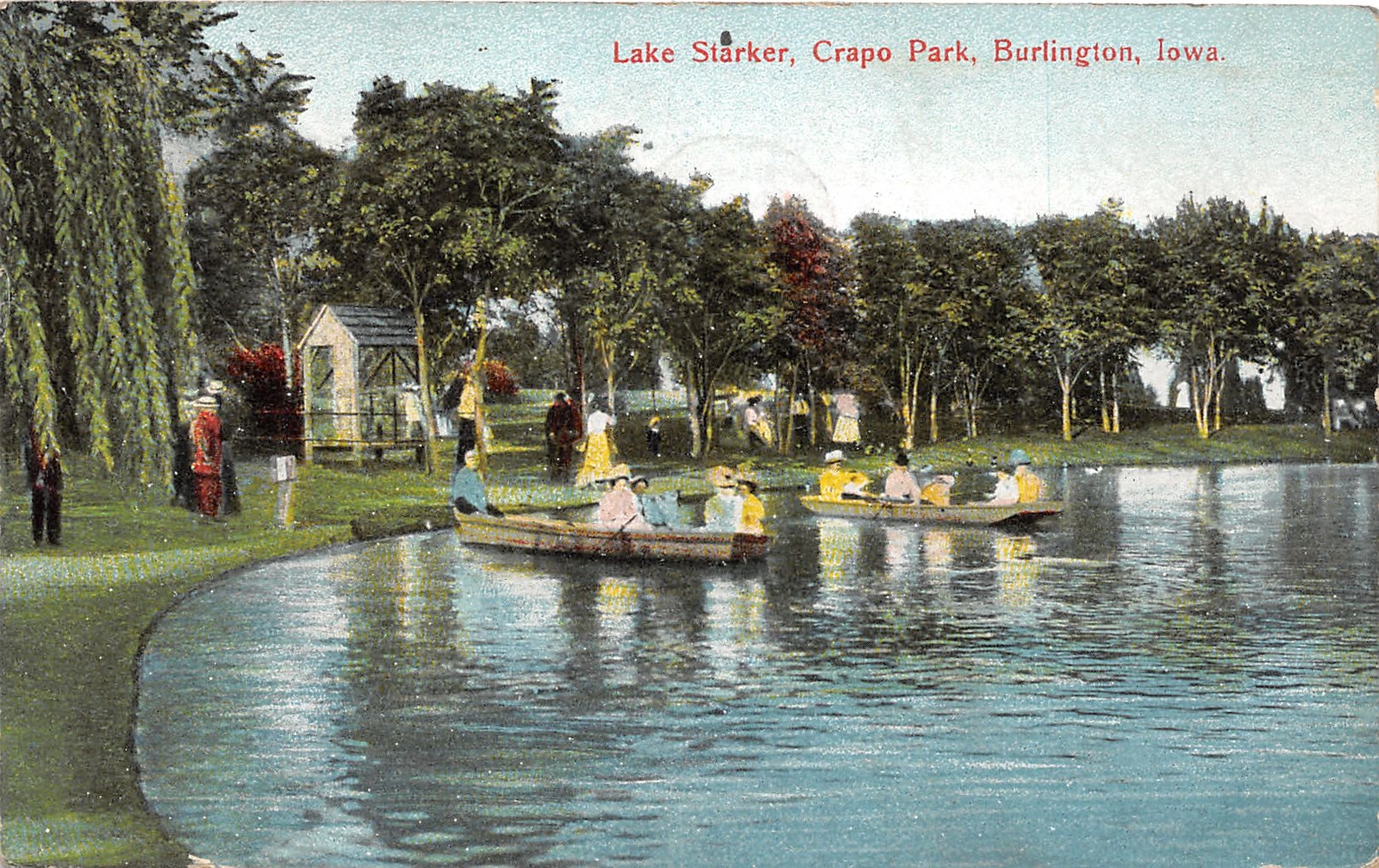 J49/ Burlington Iowa Postcard c1910 Lake Starker Crapo Park Boats 211 ...