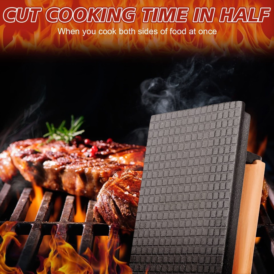 3 Pcs Cast Iron Grill Press 8x4 Inch Bacon Burger Sandwich Cooking ...