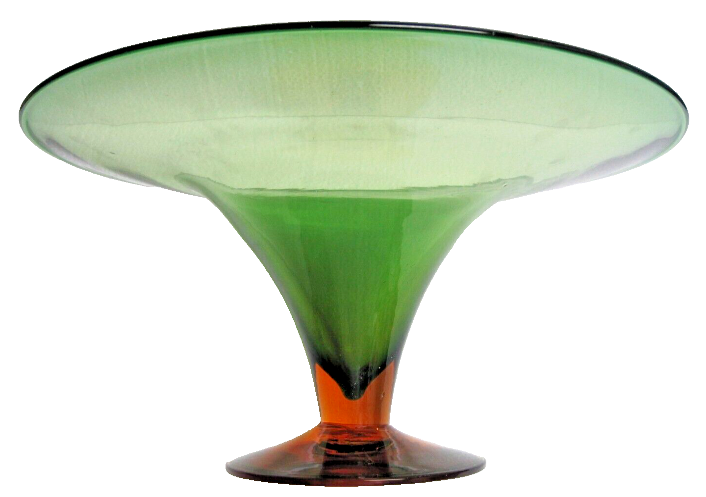 Blenko Large Glass Centerpiece 13.5" Green Amber Yellow Pedestal ...
