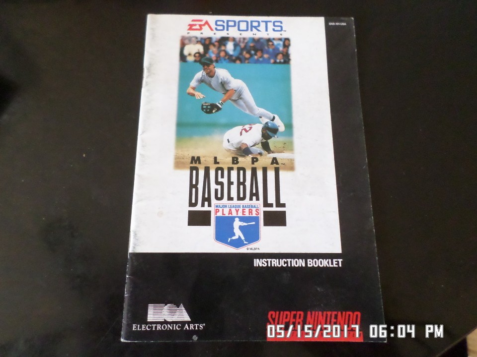 MLBPA Baseball (Super Nintendo) SNES Game w/ Instruction Manual ...