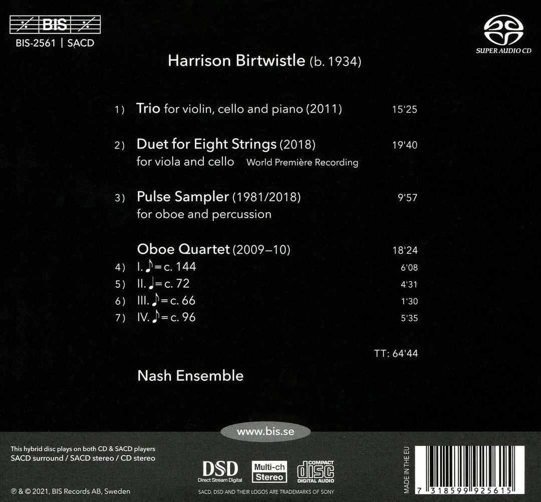 NASH ENSEMBLE HARRISON BIRTWISTLE: CHAMBER WORKS NEW SUPER AUDIO HYBRID ...