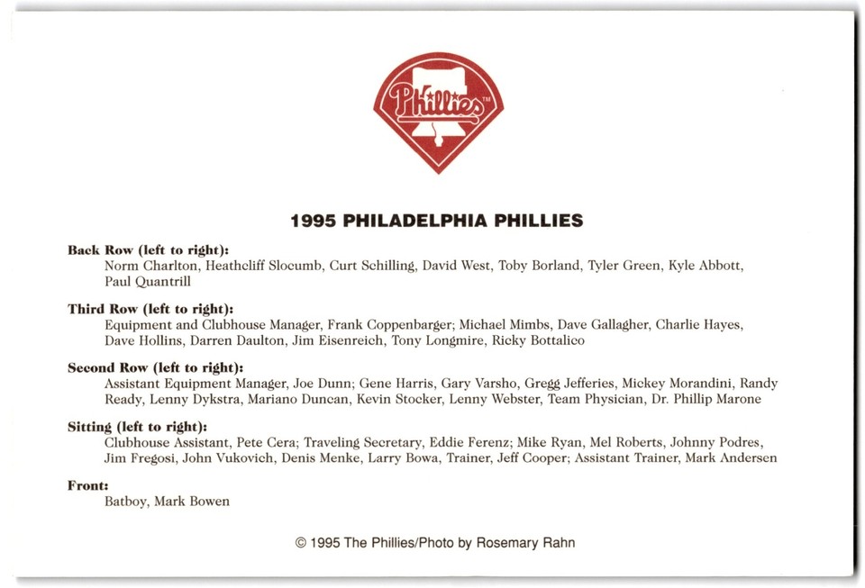 1995 Philadelphia Phillies Photocards Team Photo | eBay