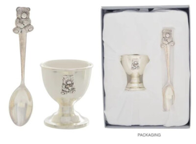 Silver Baby Egg and Spoon Gift Set Newborn Keepsake Christening Boy ...
