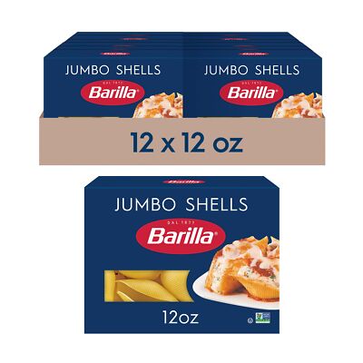 Barilla Jumbo Shells Pasta 12 Ounce Pack of 12 Non GMO Kosher Quality ...