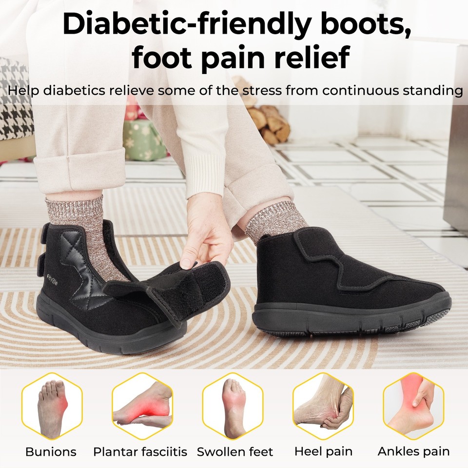 FitVille Womens Diabetic Boots Wide Width Shoes Adjustable Straps ...