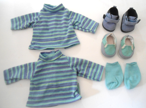 2003 American Girl Bitty Baby Twins Play Outfit:2 Striped Shirts, 2 ...