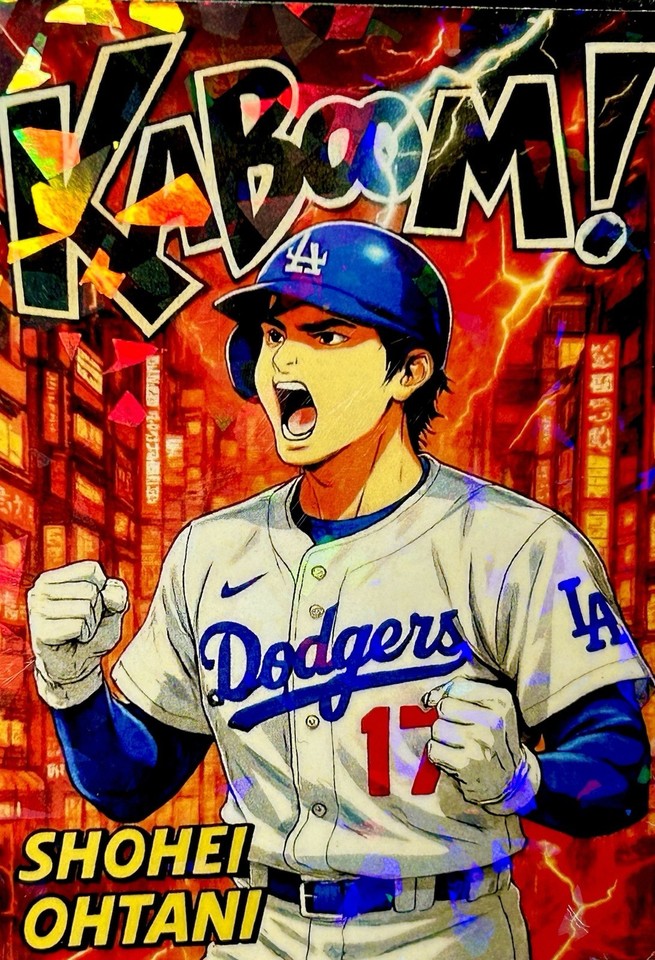Shohei Ohtani Anime Sport Manga Swag Cartoon Red Ice Refractor- Dodgers ...