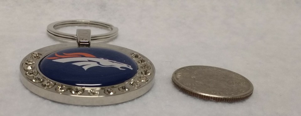 Denver Broncos NFL Licensed Premium Rhinestone Keychain with split ...