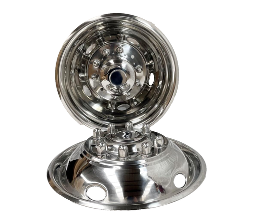 SET OF 19.5" STAINLESS WHEEL SIMULATORS FOR 2008-2025 DODGE RAM 4500 ...