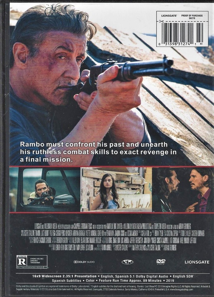 RAMBO: LAST BLOOD ~ STALLONE ~ NEW/OTHER DVD 31398312741 | eBay
