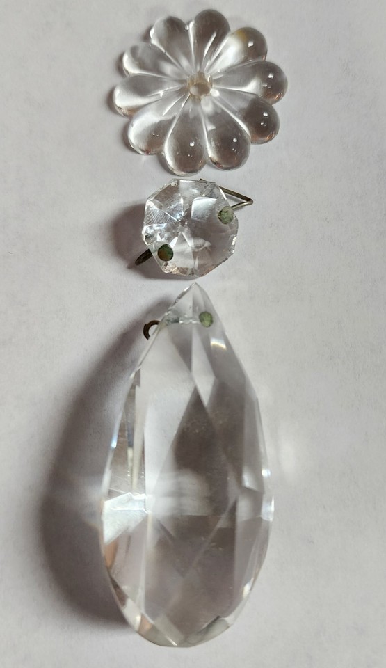 Vintage - Lot of 12 - 2 1/2 Inch Crystal Glass Tear Drop Prisms with ...