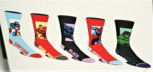 5 Pair Marvel Comics Avengers Iron Man Hulk New Casual Crew Socks sz 8 ...