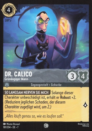 Disney Lorcana Dr. Calico - Grünäugiger Mann 7ARI-181 Common Deutsch ...