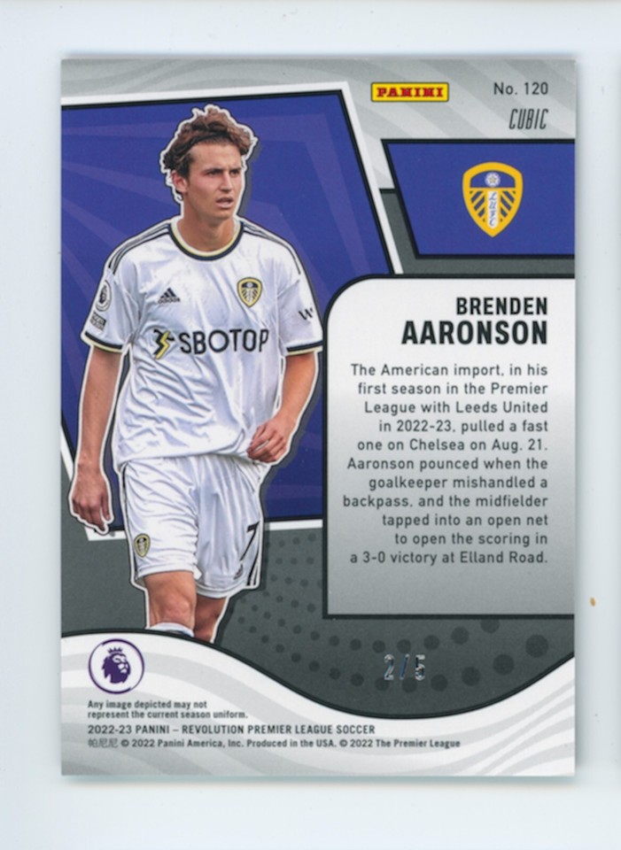 2022-23 Brenden Aaronson Panini Revolution Cubic Leeds United Soccer ...