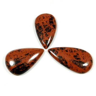 Natural Red Mahogany Obsidian Cabochon Wholesale Lot 3 Pcs Gemstone 53 ...