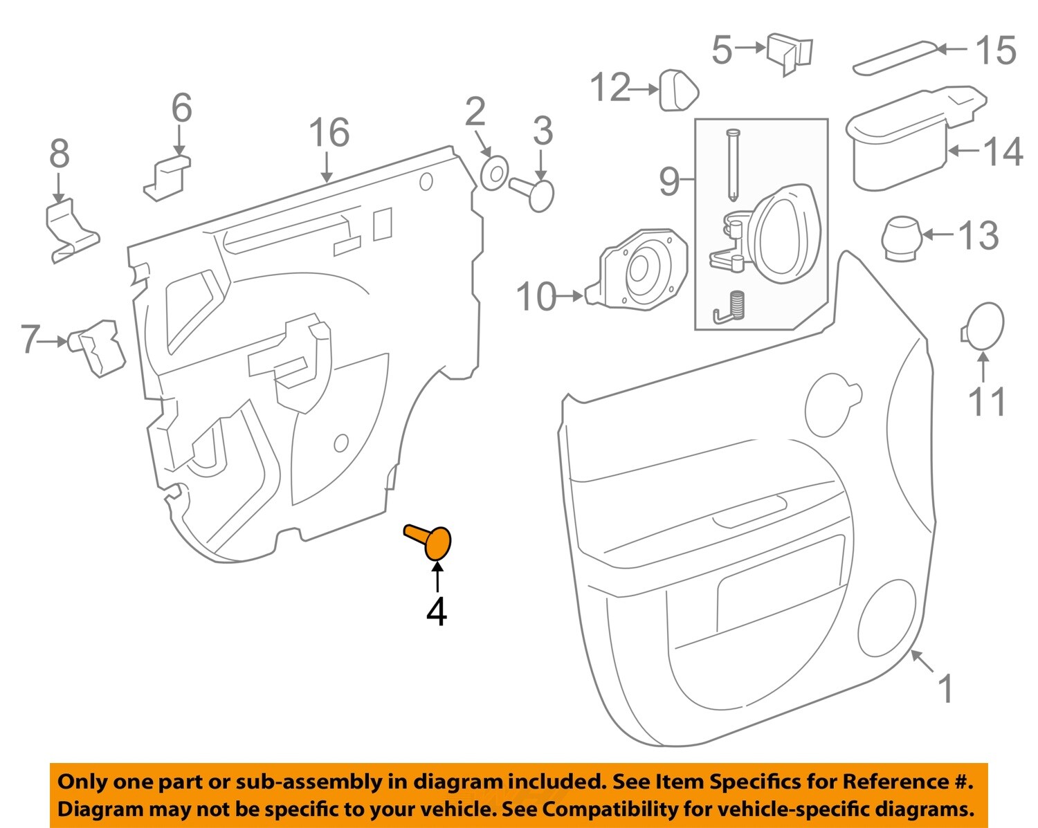 GM OEM 07-11 HHR,Outlook Front Door Interior Trim-Door Trim Panel Stud ...