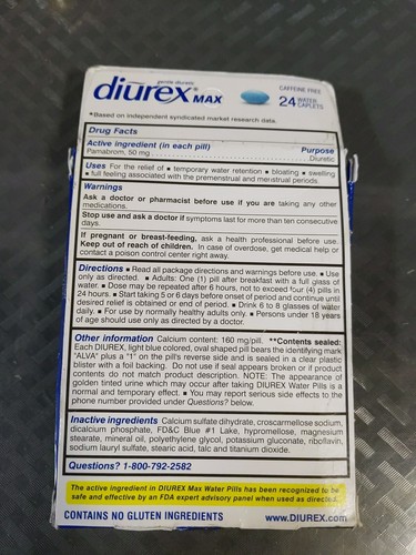 Diurex Max Diuretic Water Pills - 24 Caplets for sale online | eBay