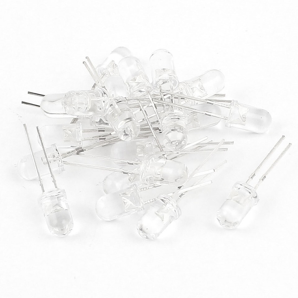 20pcs 5mm Head Dia White LED Light Emitting Diode 6000MCD 3.2V 20mA | eBay