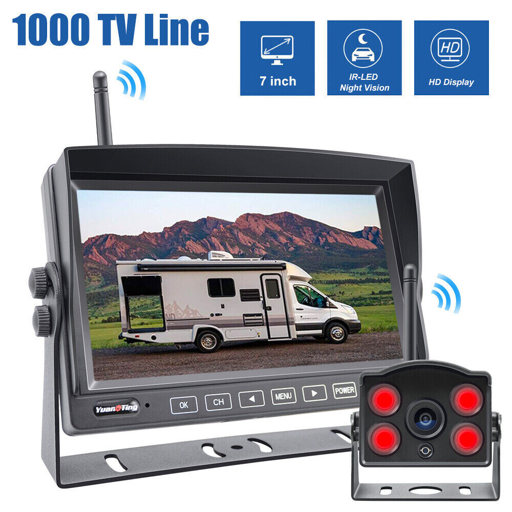 Wireless IR Backup Camera 7'' Rear View Monitor Paring System For Truck ...