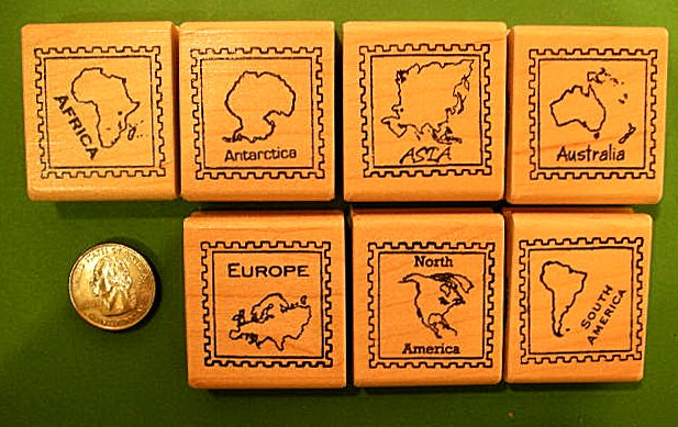 Country and Continent Passport Stamp Frame Rubber Stamps, wood mtd ...