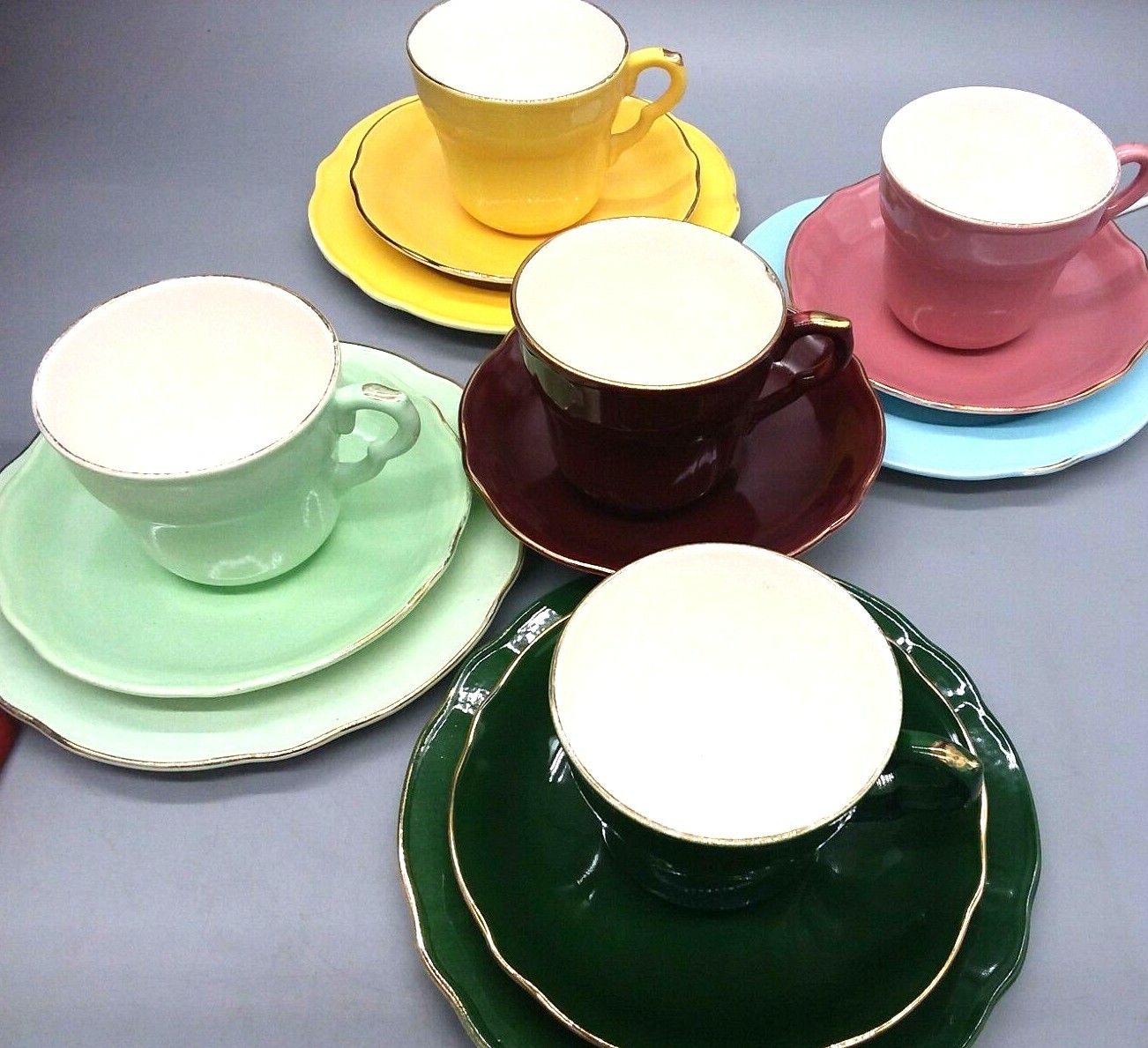 Vintage Washington Pottery Hanley Harlequin Cups Saucers Plates England ...