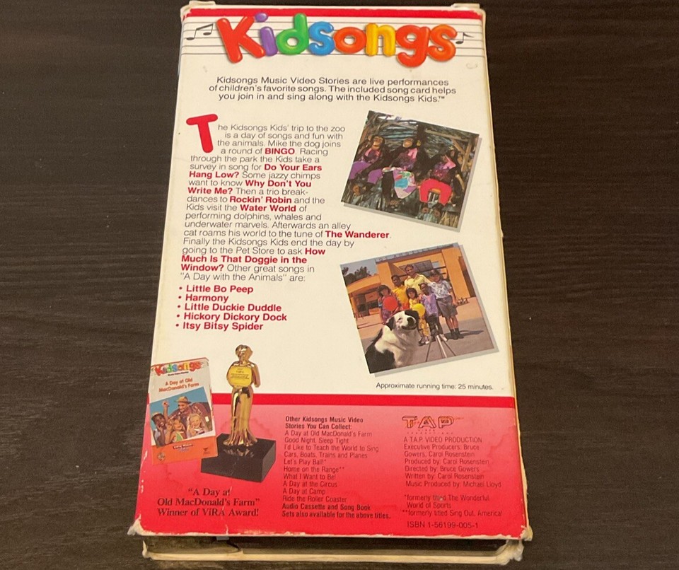 Kidsongs A Day With The Animals VHS Tape 1986 View-Master Video Kid ...