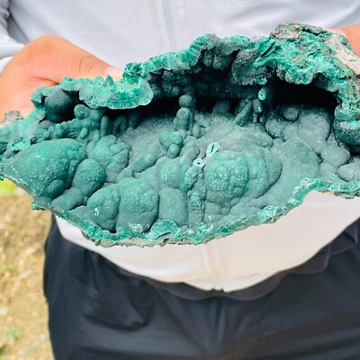 1960g Large Natural Green Malachite Geode Quartz Crystal Mineral Rough ...