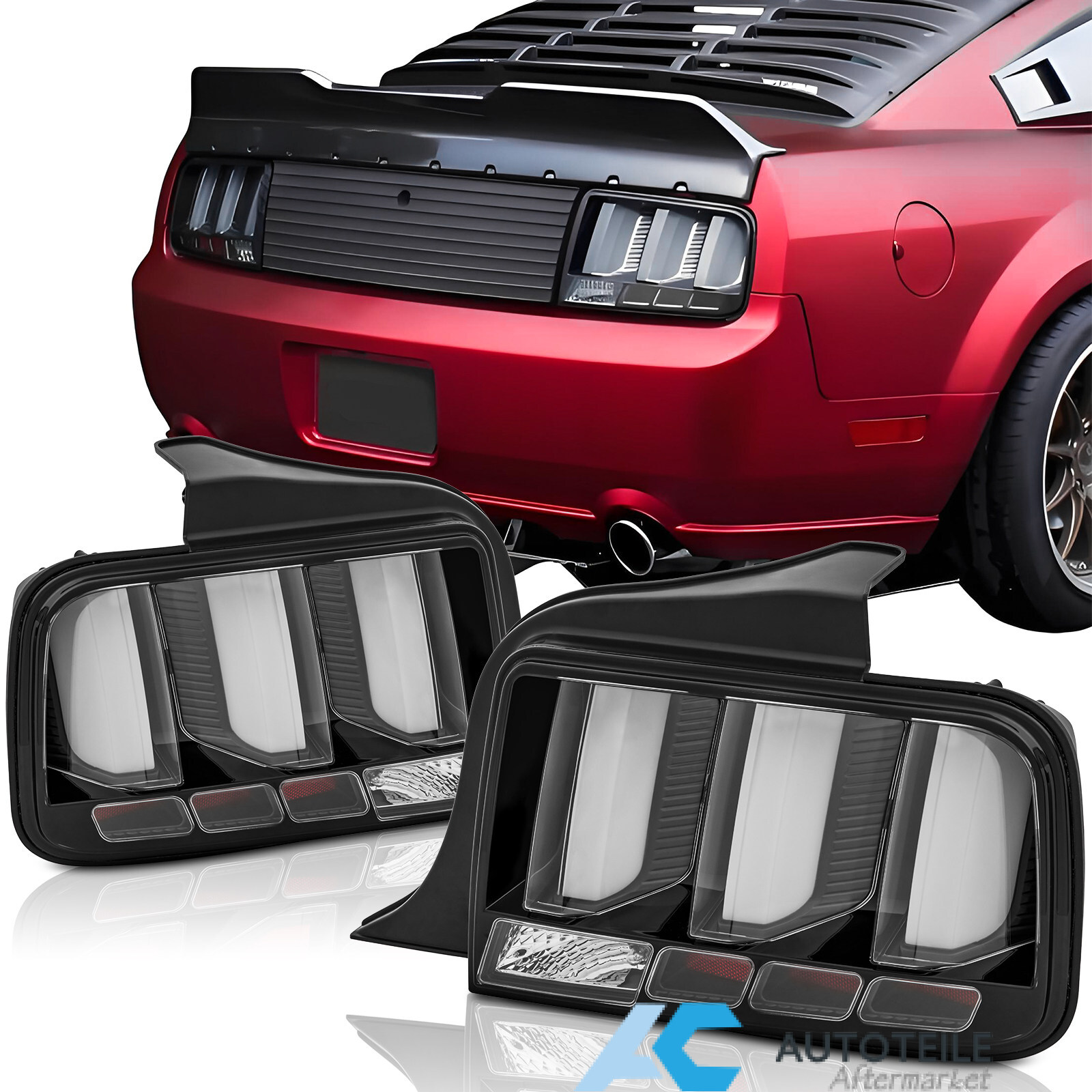 For 2005-2009 Ford Mustang LED Tail Lights Rear Brake Lamps Black ...