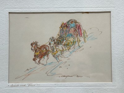 MARJORIE REED DRAWING LISTED FAMOUS Book Sketch Butterfield Stagecoach ...
