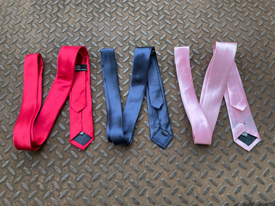 Lot of Ties Slim fit Necktie Fashion Men Tie Red, Navy Pink Lot of 3 ...