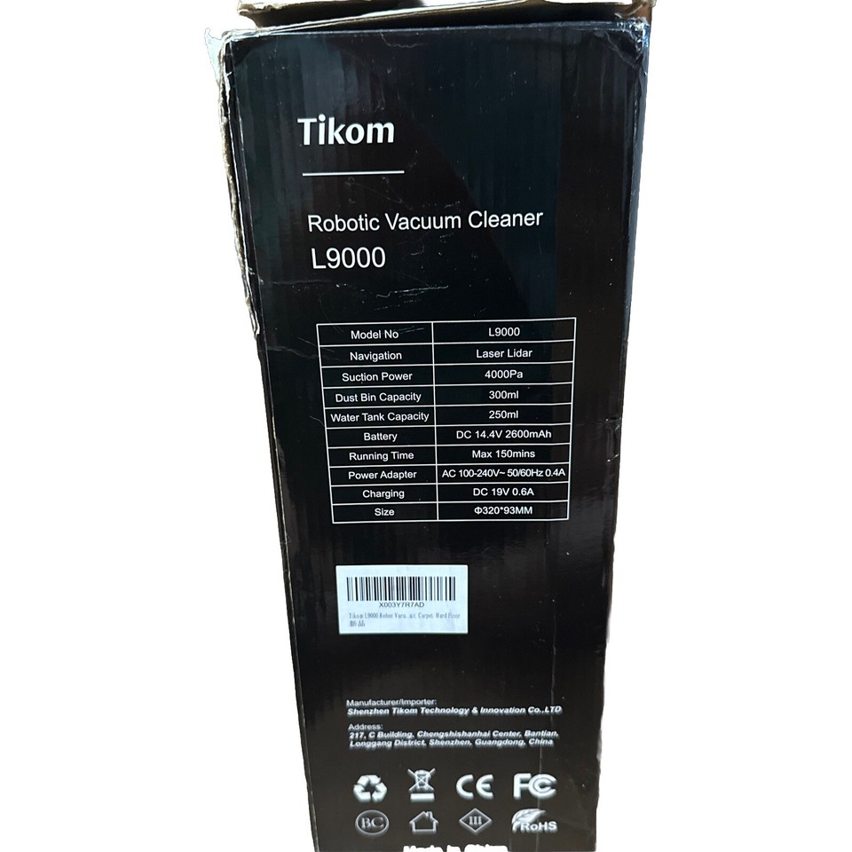 Tikom L9000 Black Cordless Rechargeable Bagless Robotic Vacuum Cleaner ...