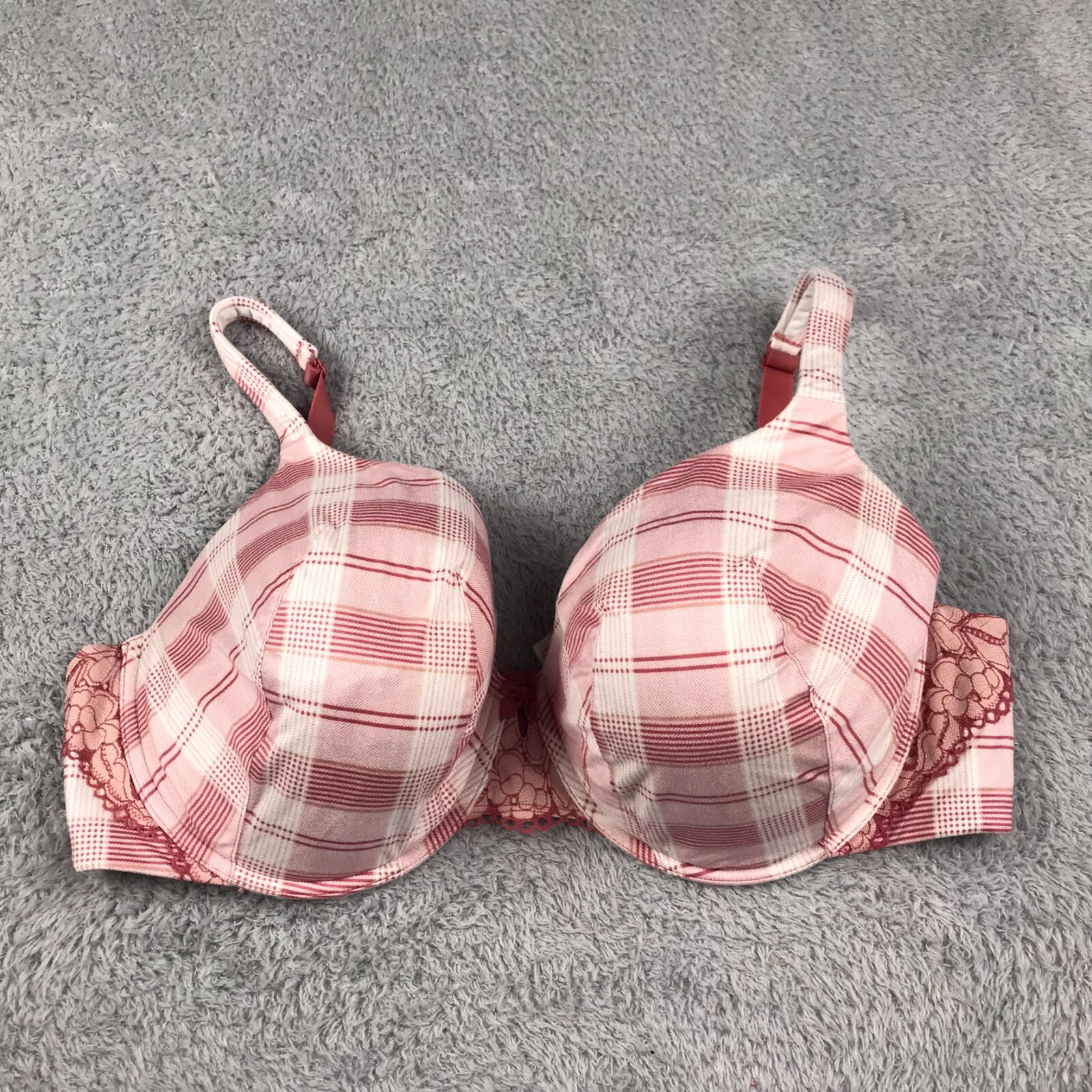 Cacique Bra 46DD Red/Pink Plaid Lightly Lined Full Co… - Gem