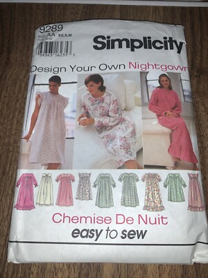 Simplicity 9289 Nightgown Sz XS S M - Cut To XS, Appears To Have All ...