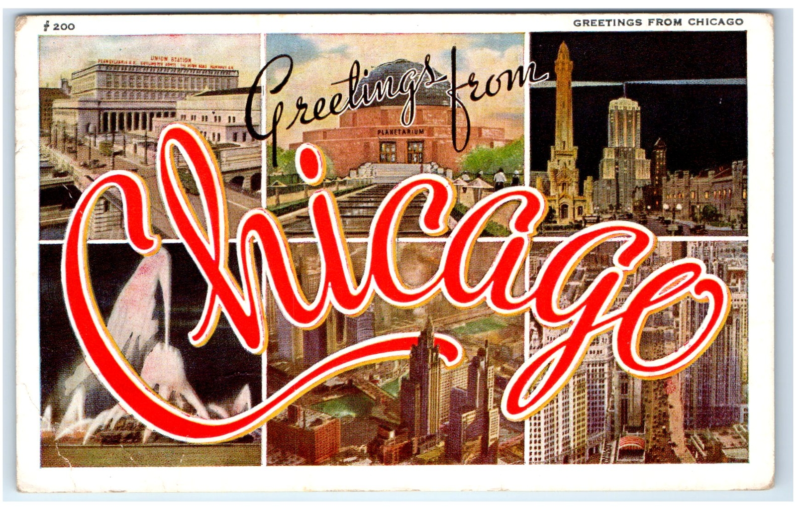 1944 Chicago, IL Postcard- LARGE LETTER GREETINGS FROM CHICAGO | eBay