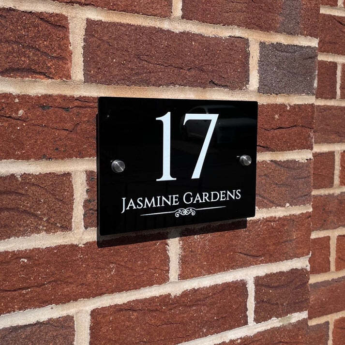 Door Sign Black Plaque House Door Numbers Acrylic Metal Standoff ...