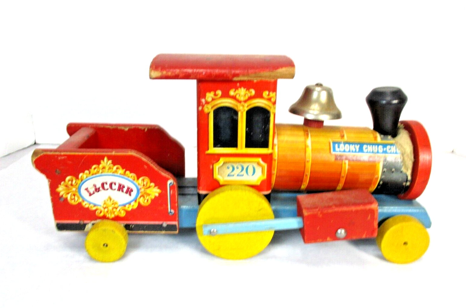 Vintage 1953 Fisher Price Looky Chug-Chug Train Pull Toy #220 | eBay