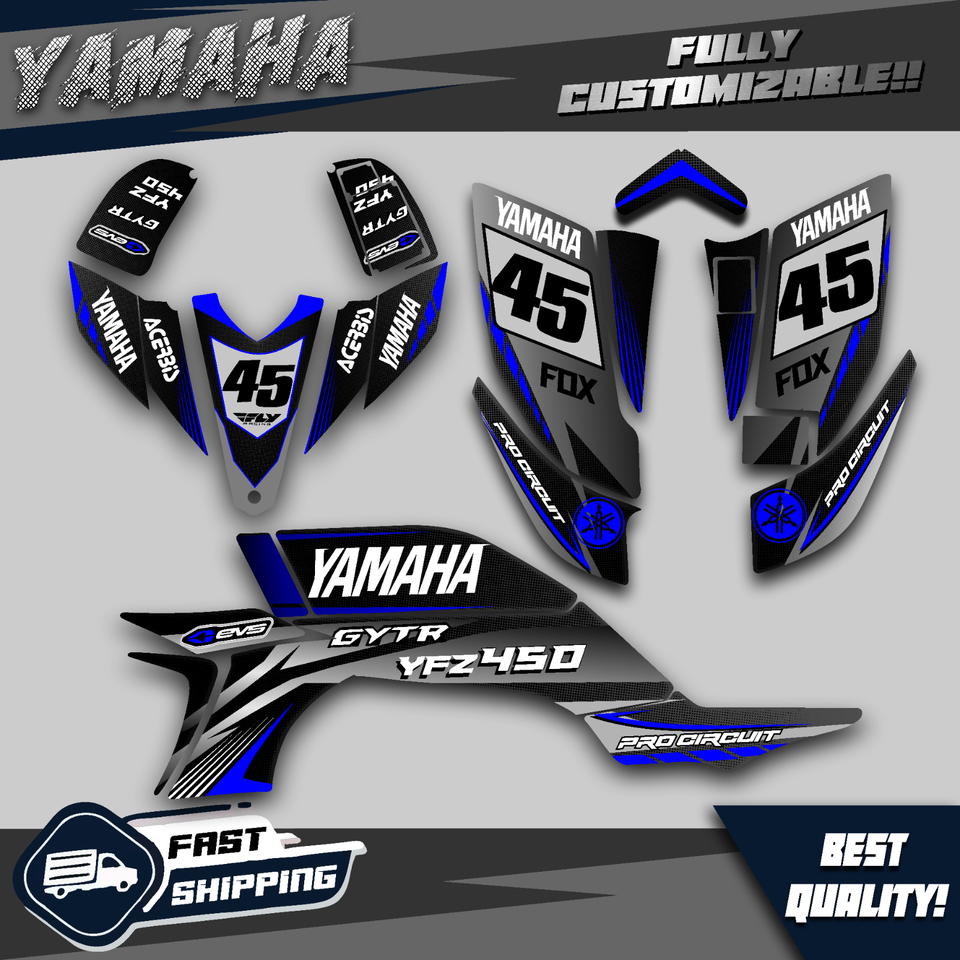 yamaha yfz 450 graphics kit 2003 2004 2005 2006 2007 2008 stickers ...