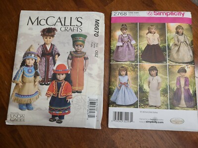 MCCALL'S DOLL CLOTHES PATTERN M6670 NEW/UNCUT FOR 18" DOLL & 2768 ...