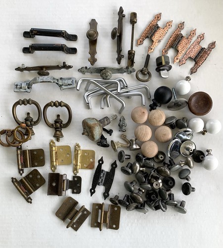 Vintage Lot of Cabinet Hardware Knobs Hinges Handles Pulls 6 Lb 83 pcs Brass | eBay