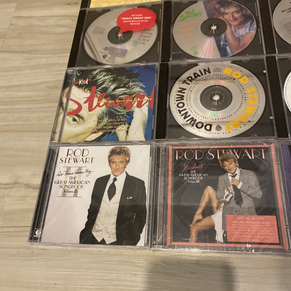 HUGE ROD STEWART PROMO AND NEW CD LOT FOREVER YOUNG DYNAMITE WILD HORSE ...