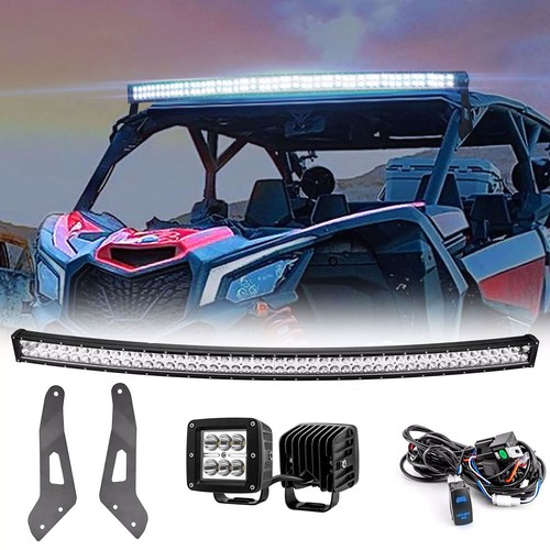 WEISEN For Can-Am Maverick X3 Max LED Pods+50" Curved Light Bar Roof ...