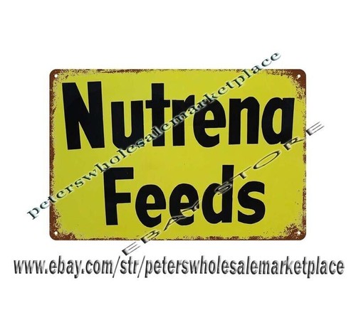 NUTRENA FEEDS farm barn livestock poultry chicken cow metal tin sign ...