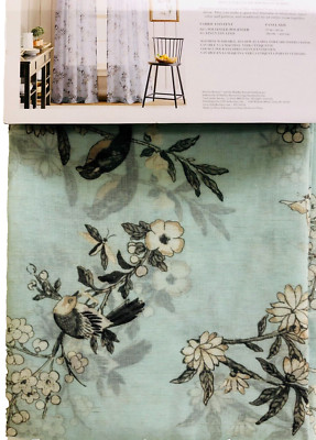 Martha Stewart Spring Meadow Bird Floral Sheer 84" Curtain Panels Pair ...