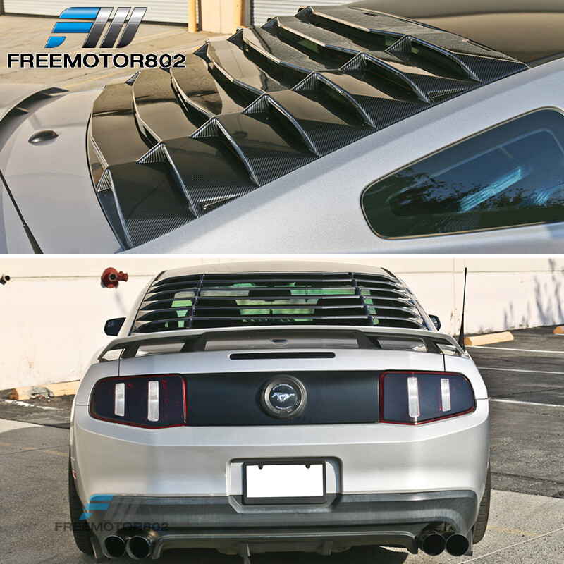 Fits 05-14 Ford Mustang Rear Window Louvers Carbon Fiber Print Rain Sun ...