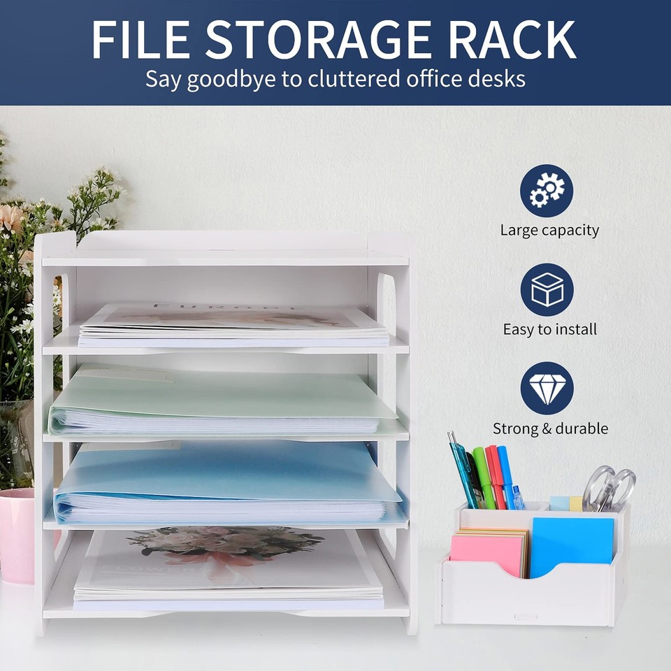 Letter Tray Organizer, Desk Tidy Organizer File Document Holder A4 ...
