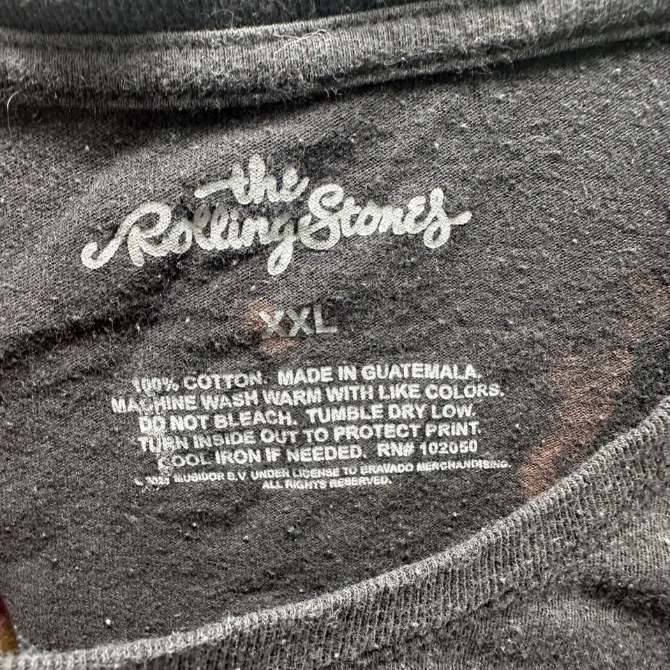 Rolling Stones Shirt Mens 2XL Black Vampire Tongue Bleach Distressed ...