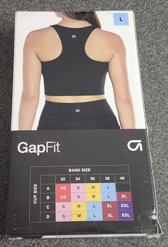 GapFit Active Black Tank Bra with Removeable Cup Pads - Size L | eBay