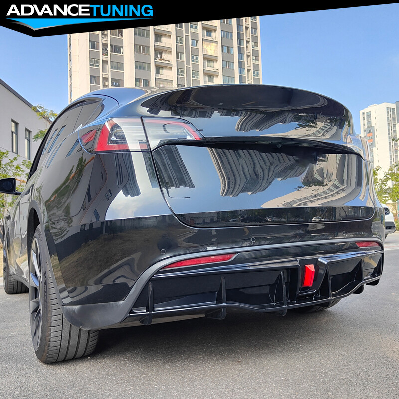 Fits 20-24 Tesla Model Y 4DR Rear Bumper Diffuser Lip W/ LED Light ...